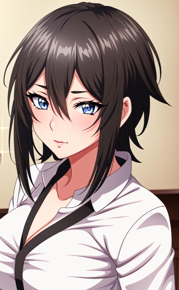 A close up of a person with a tie on a table - SeaArt AI