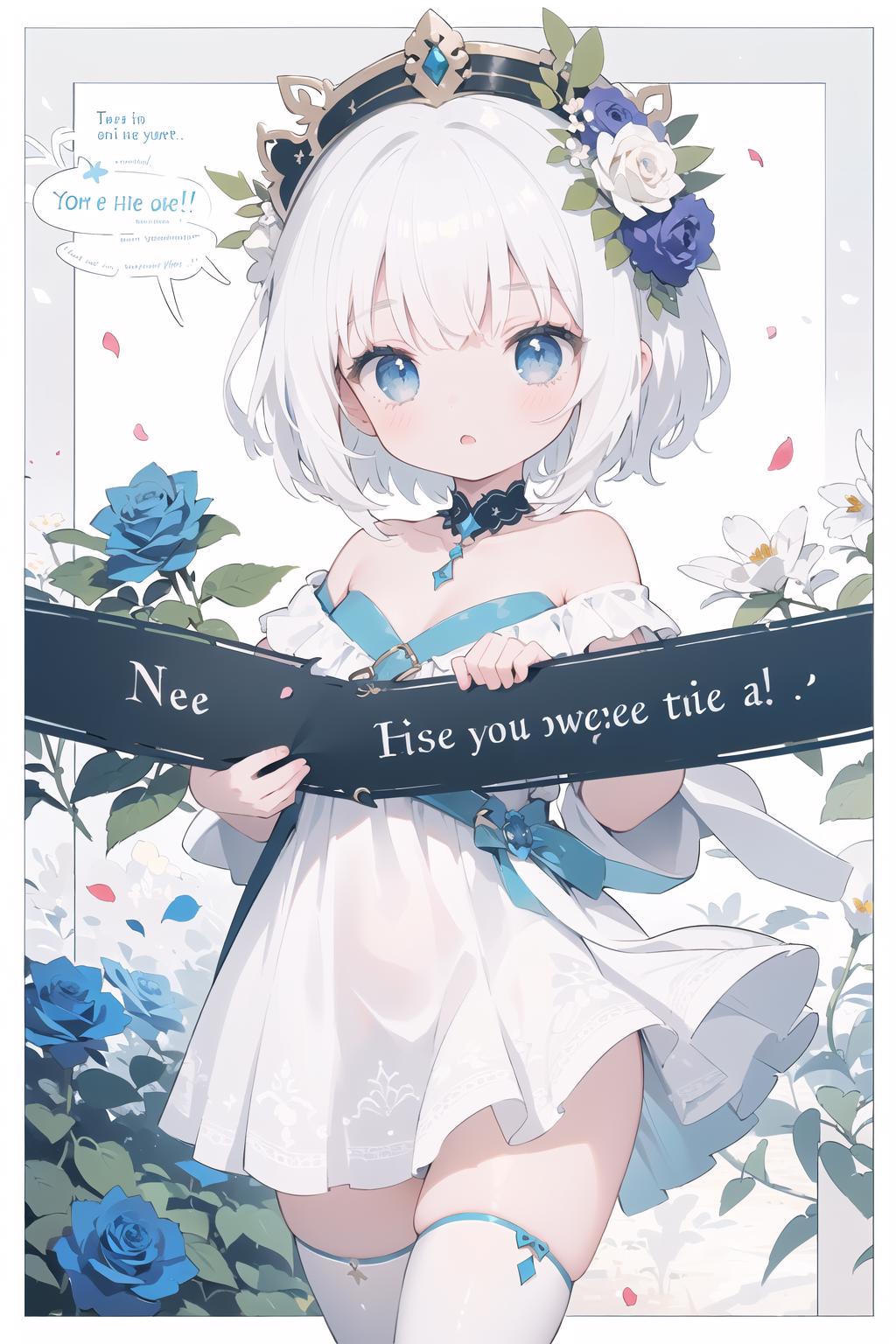 Anime girl with a sign saying'no if you were it ' - SeaArt AI