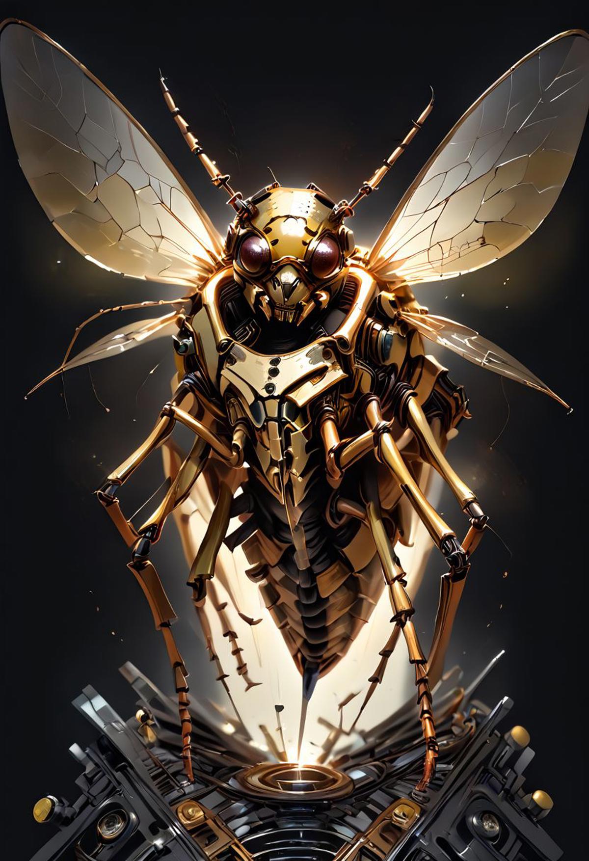 A close up of a large insect with a clock on it's back - SeaArt AI