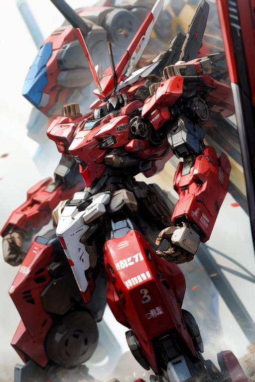 A close up of a robot with a red and white color scheme - SeaArt AI