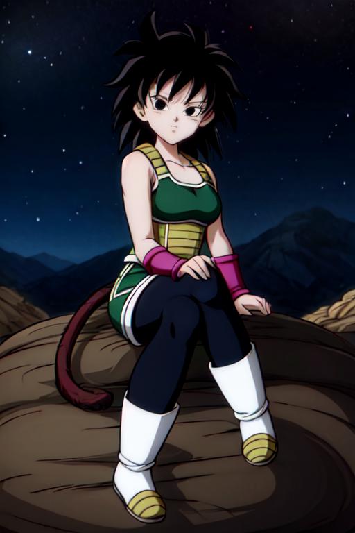 A cartoon image of a young gohan sitting on a rock - SeaArt AI