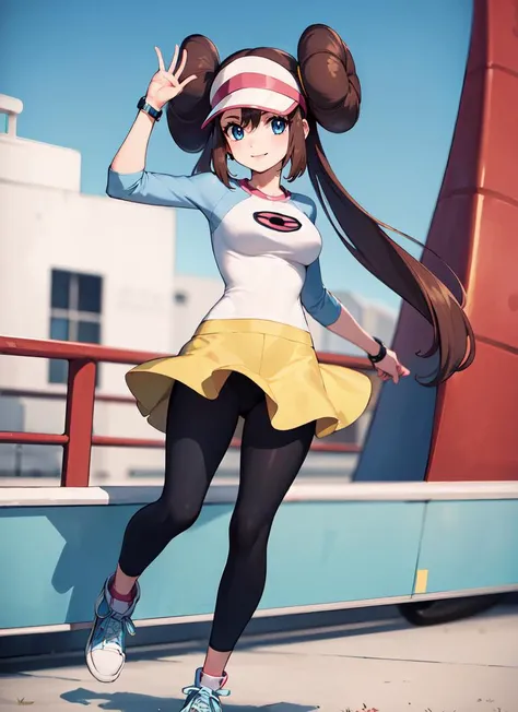 Una mujer con falda y sombrero posa en un puente - SeaArt AI