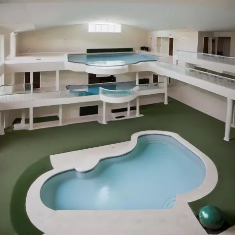 There is a pool in the middle of a large room - SeaArt AI
