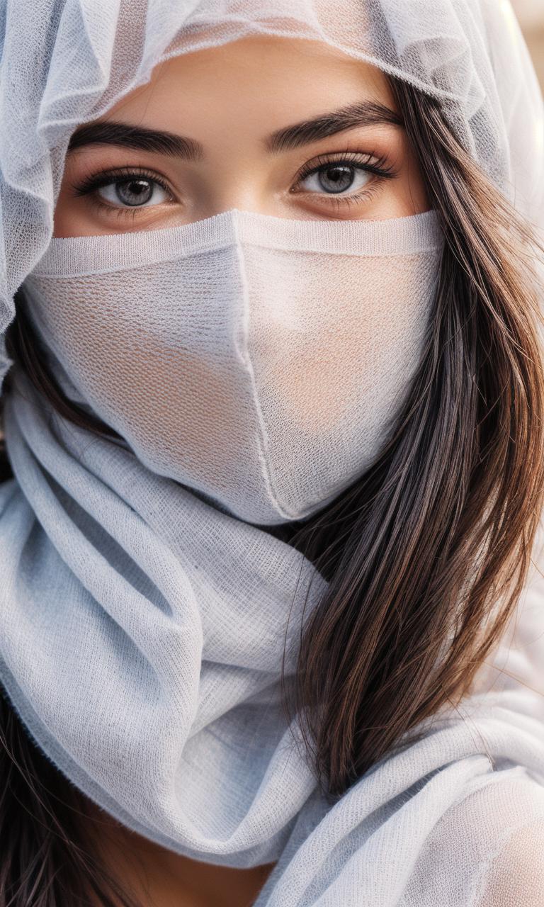 A close up of a woman wearing a veil and a veil over her face - SeaArt AI