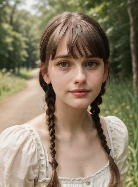 A close up of a young girl with long hair in a field - SeaArt AI
