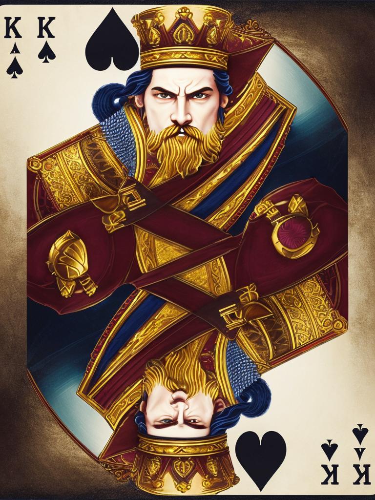 A painting of a king of spade with a beard and a crown - SeaArt AI