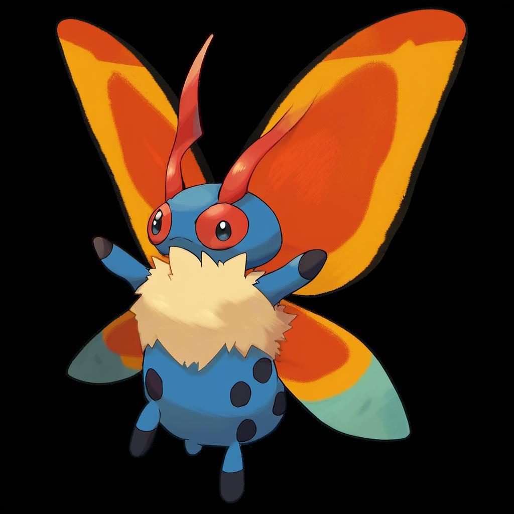 Pokemon's blue and orange butterfly is standing up - SeaArt AI