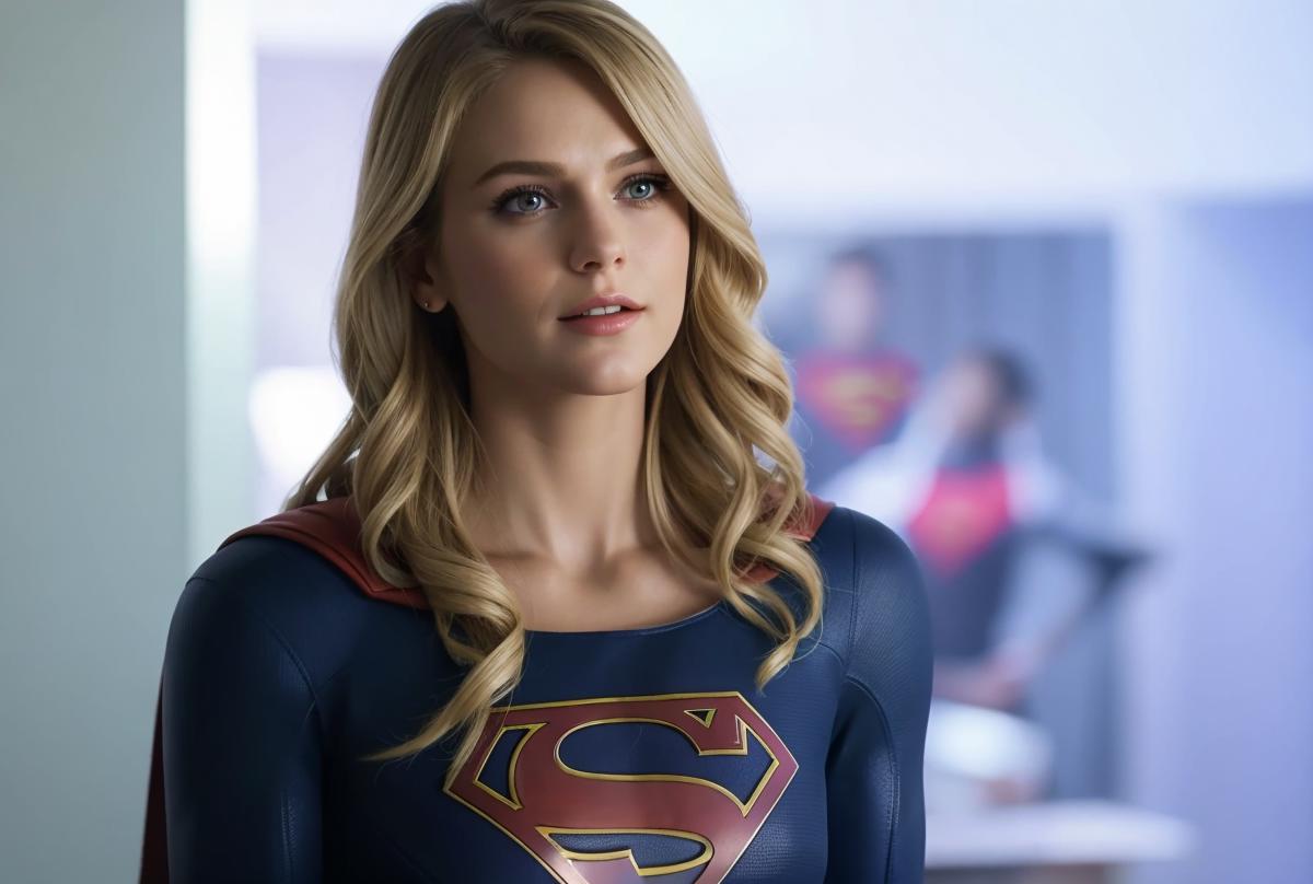 A woman in a superman costume standing in a room - SeaArt AI