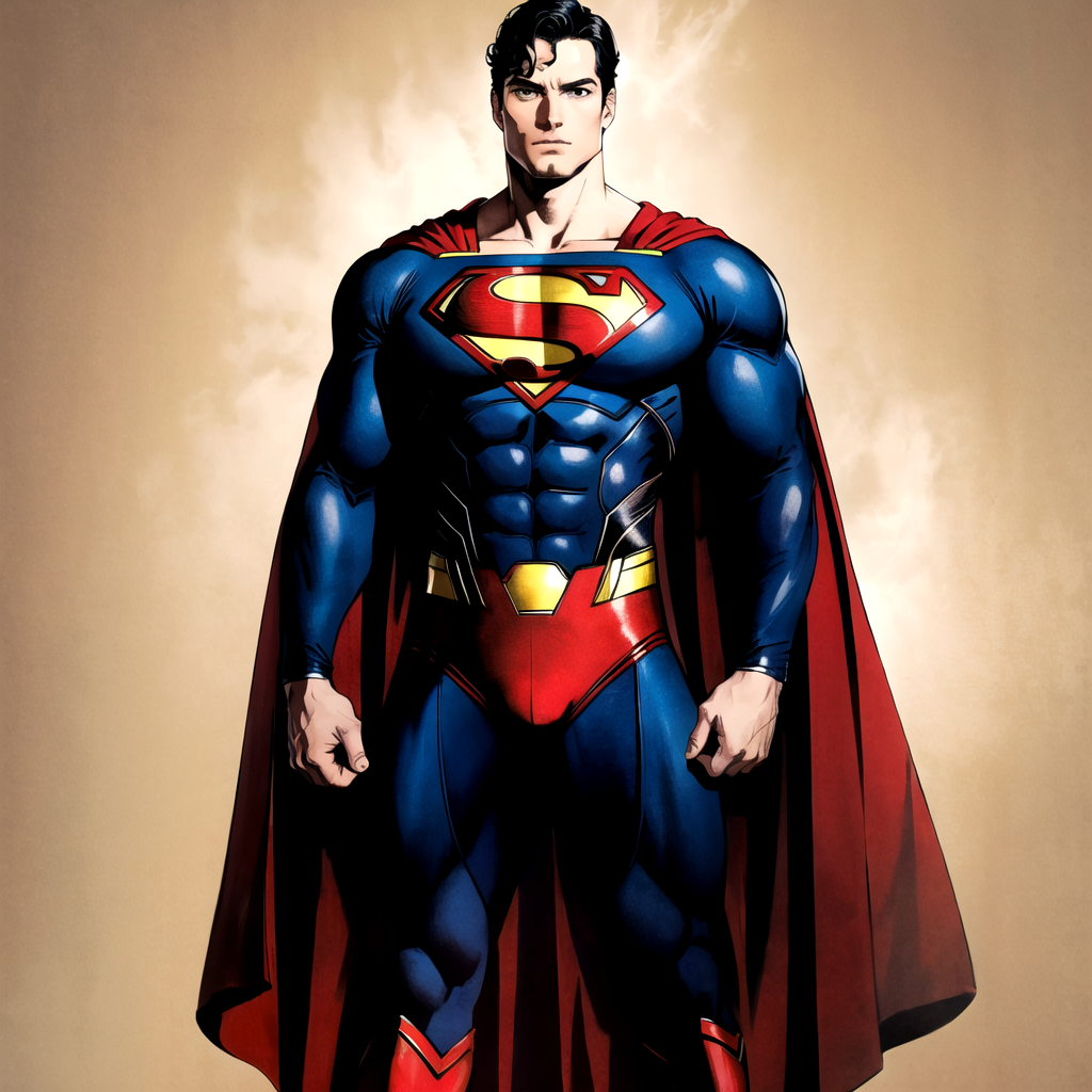 A close up of a man in a superman costume standing - SeaArt AI