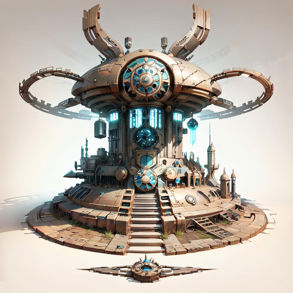 A close up of a futuristic building with a clock on top - SeaArt AI