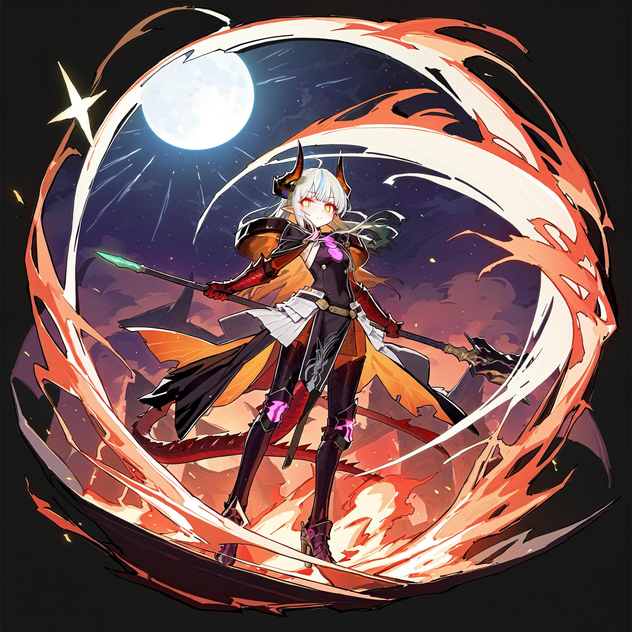 Anime character with a sword and a full moon in the background - SeaArt AI