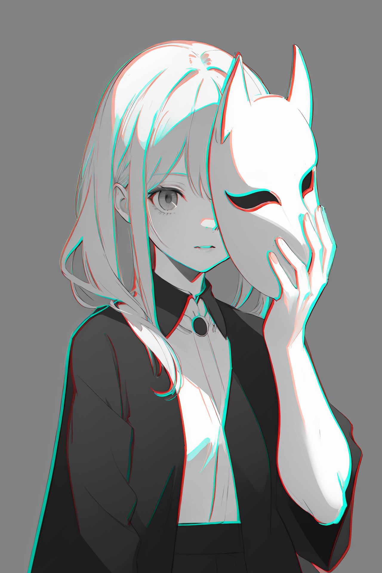 Anime girl with a mask on her face - SeaArt AI