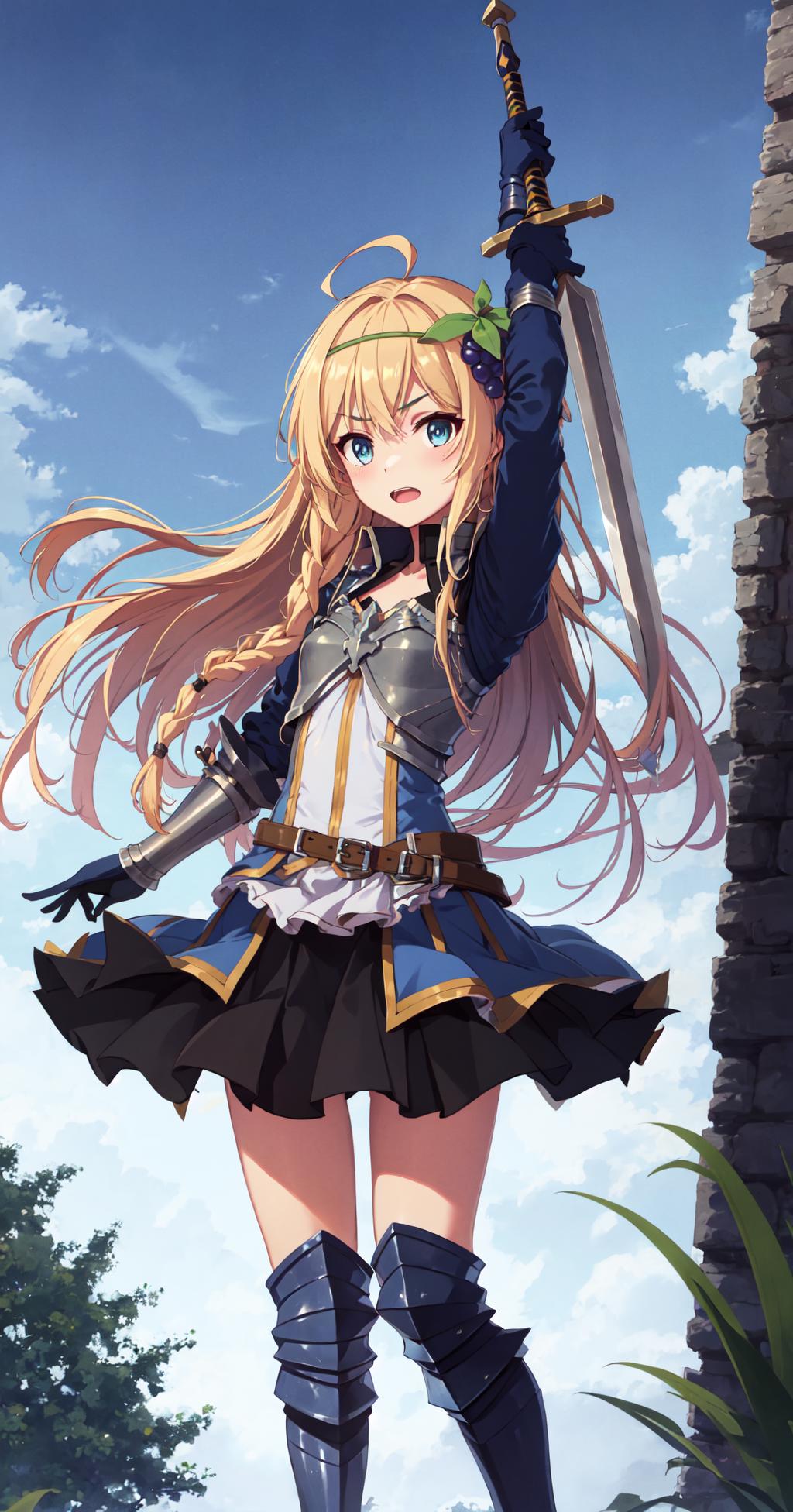 A woman in a dress holding a sword and a sword - SeaArt AI