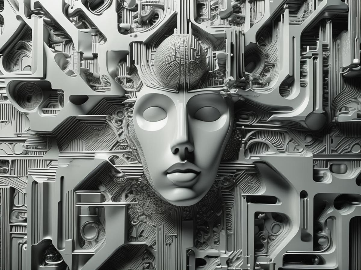 A close up of a mask on a wall with many different shapes - SeaArt AI