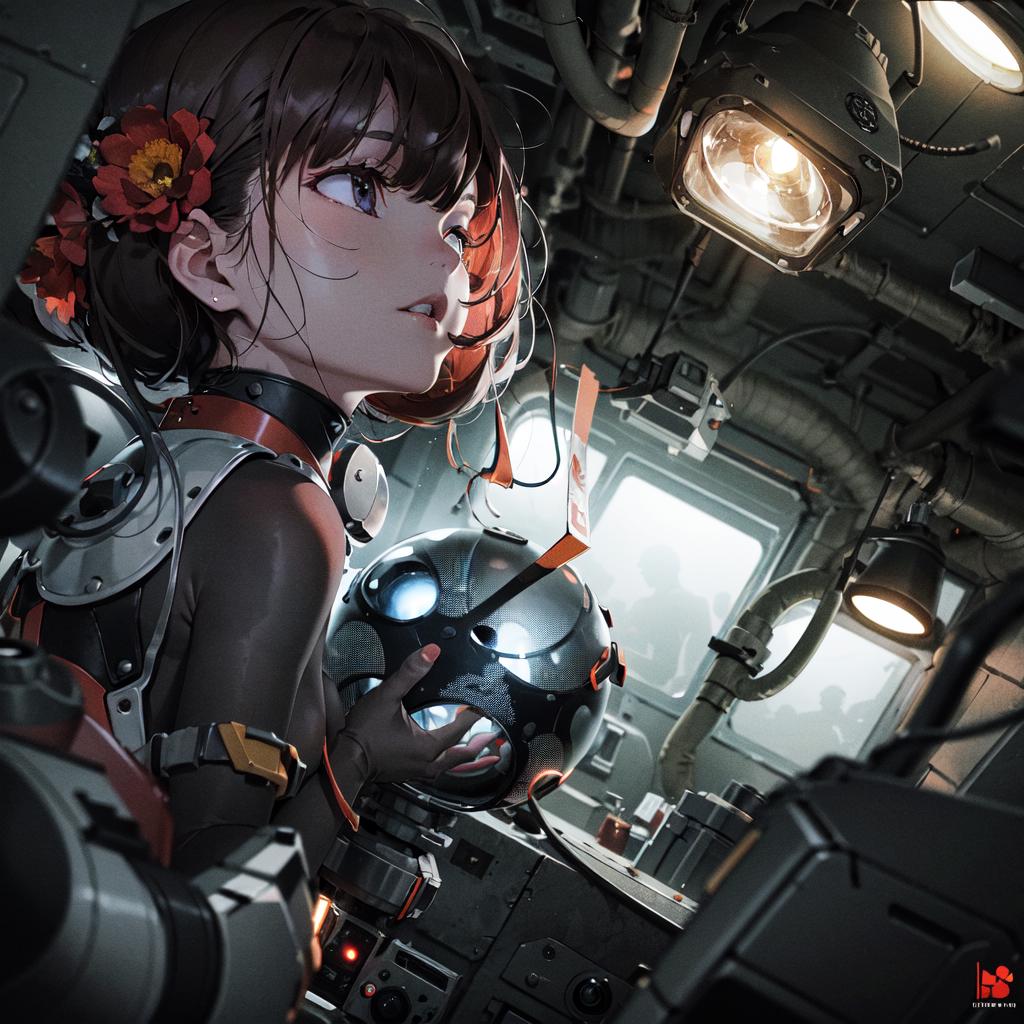Anime girl with a gas mask and a gas can in a room - SeaArt AI