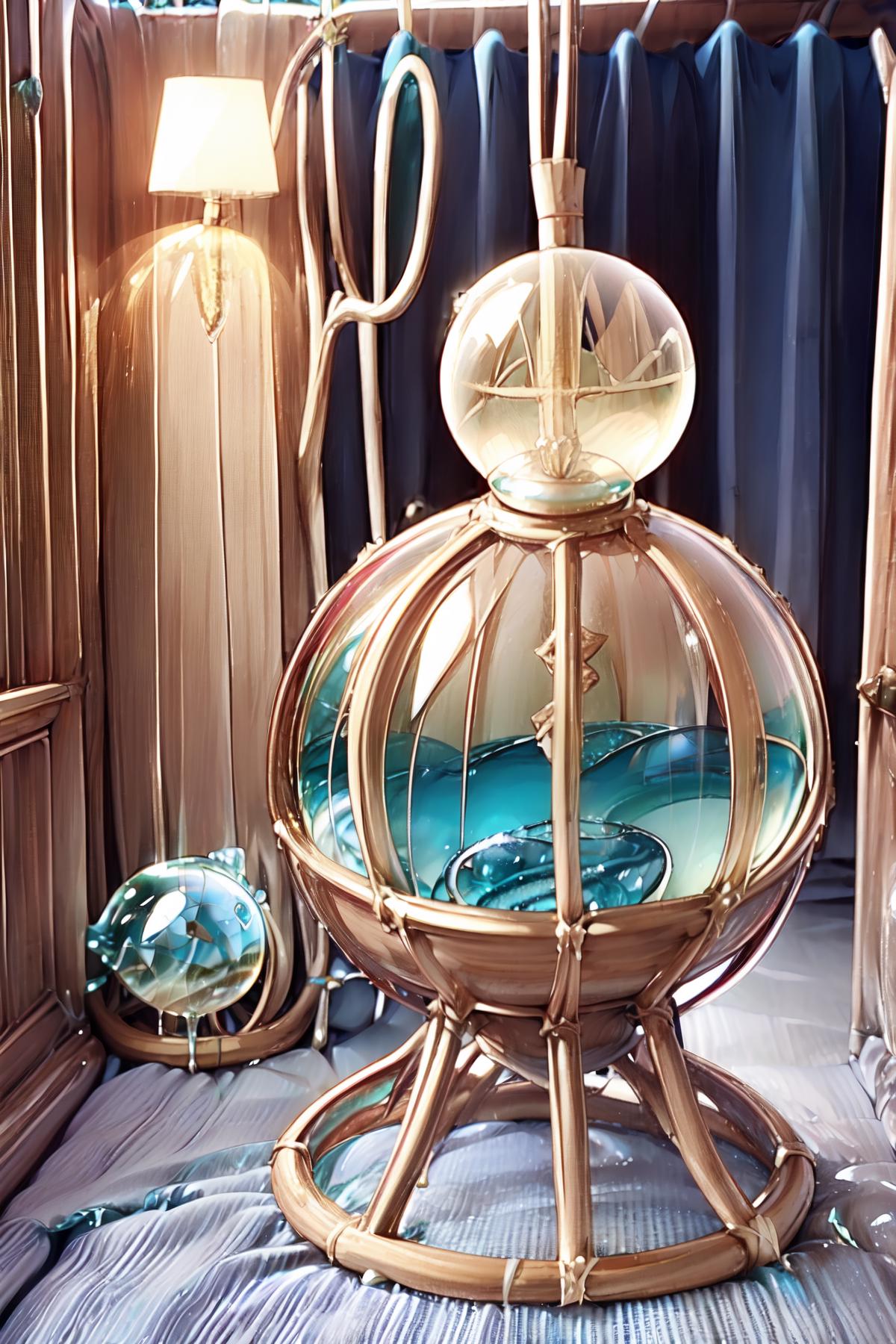 There is a glass ball with a sail inside of it - SeaArt AI
