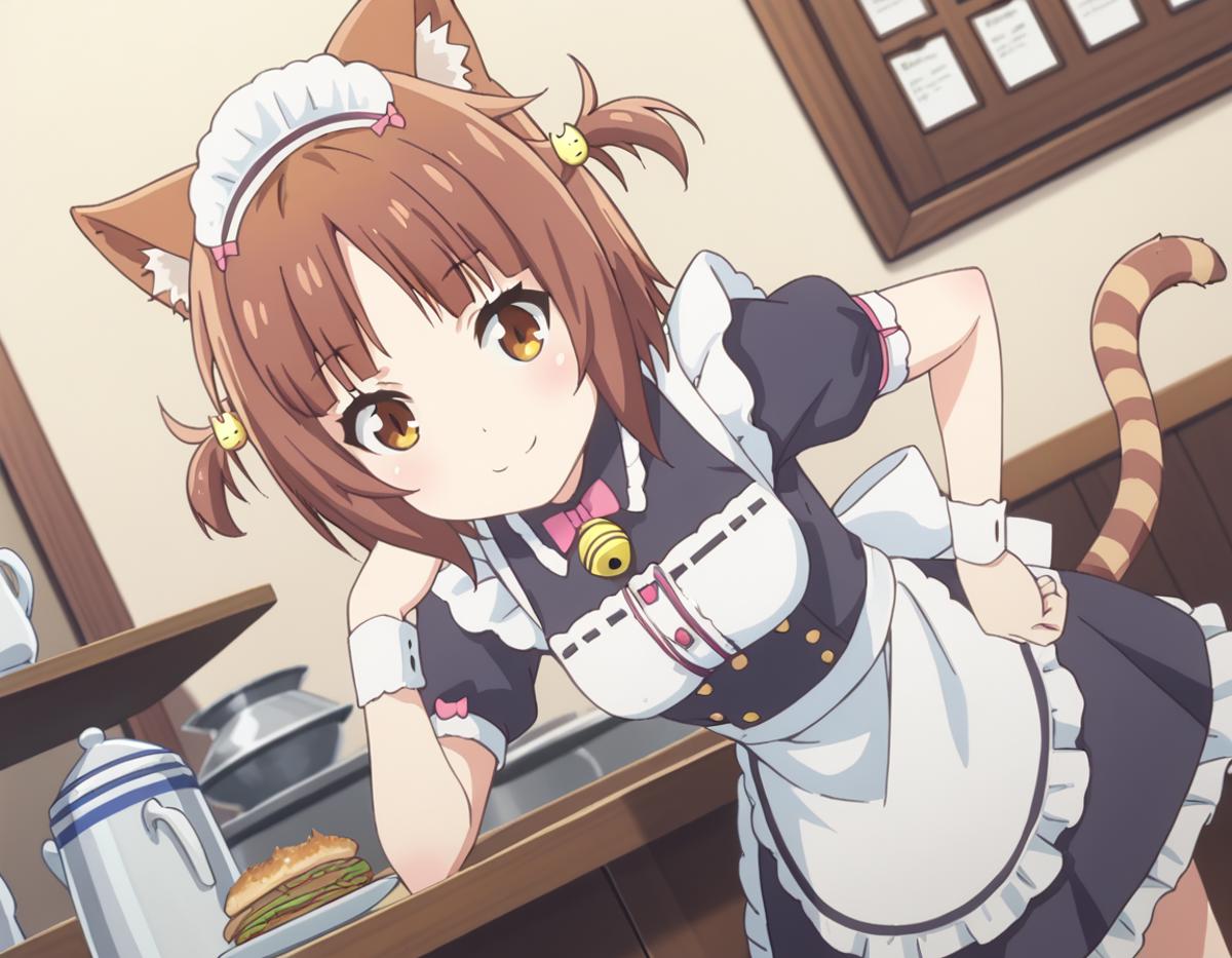 Anime image of a woman in a maid outfit standing in a kitchen - SeaArt AI