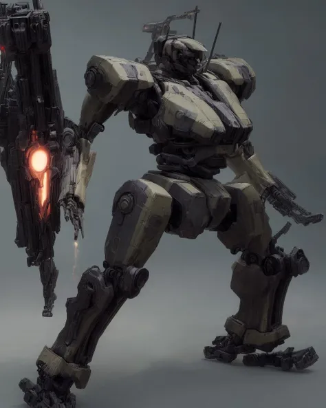 A close up of a robot with a gun and a light - SeaArt AI