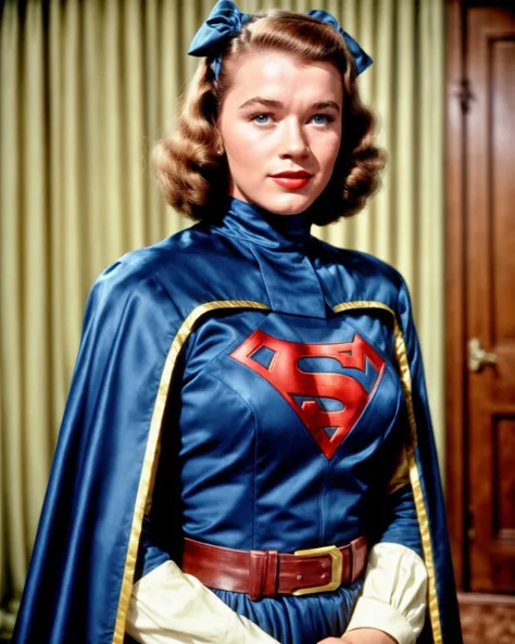 A woman in a superman costume poses for a picture - SeaArt AI