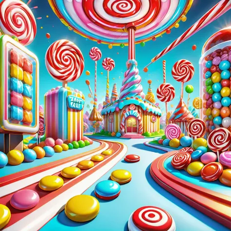 A colorful candy land with lots of different colored candies - SeaArt AI