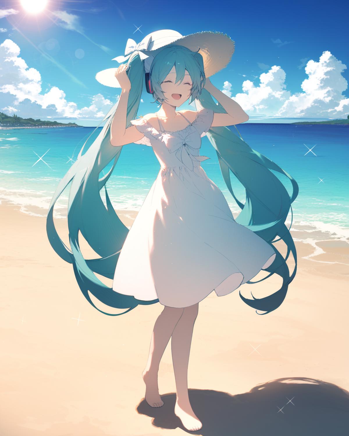 Rella, 1girl, hatsune miku, long hair, solo, dress, twintails - SeaArt AI