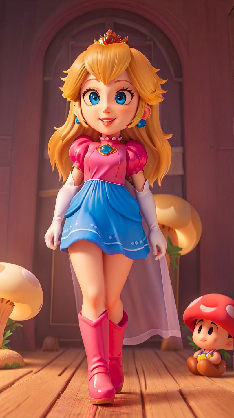 A close up of a nintendo super smash doll standing on a wooden floor ...