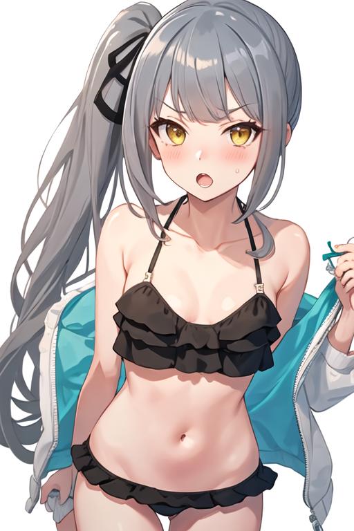 A woman in a bikini top and panties holding a knife - SeaArt AI
