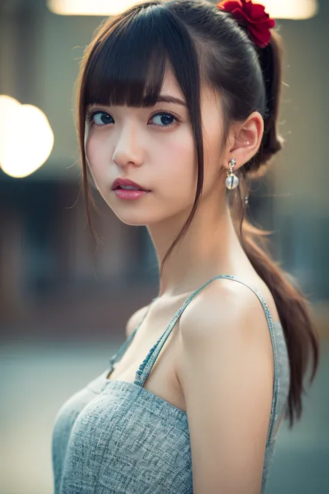 A close up of a woman with a flower in her hair - SeaArt AI