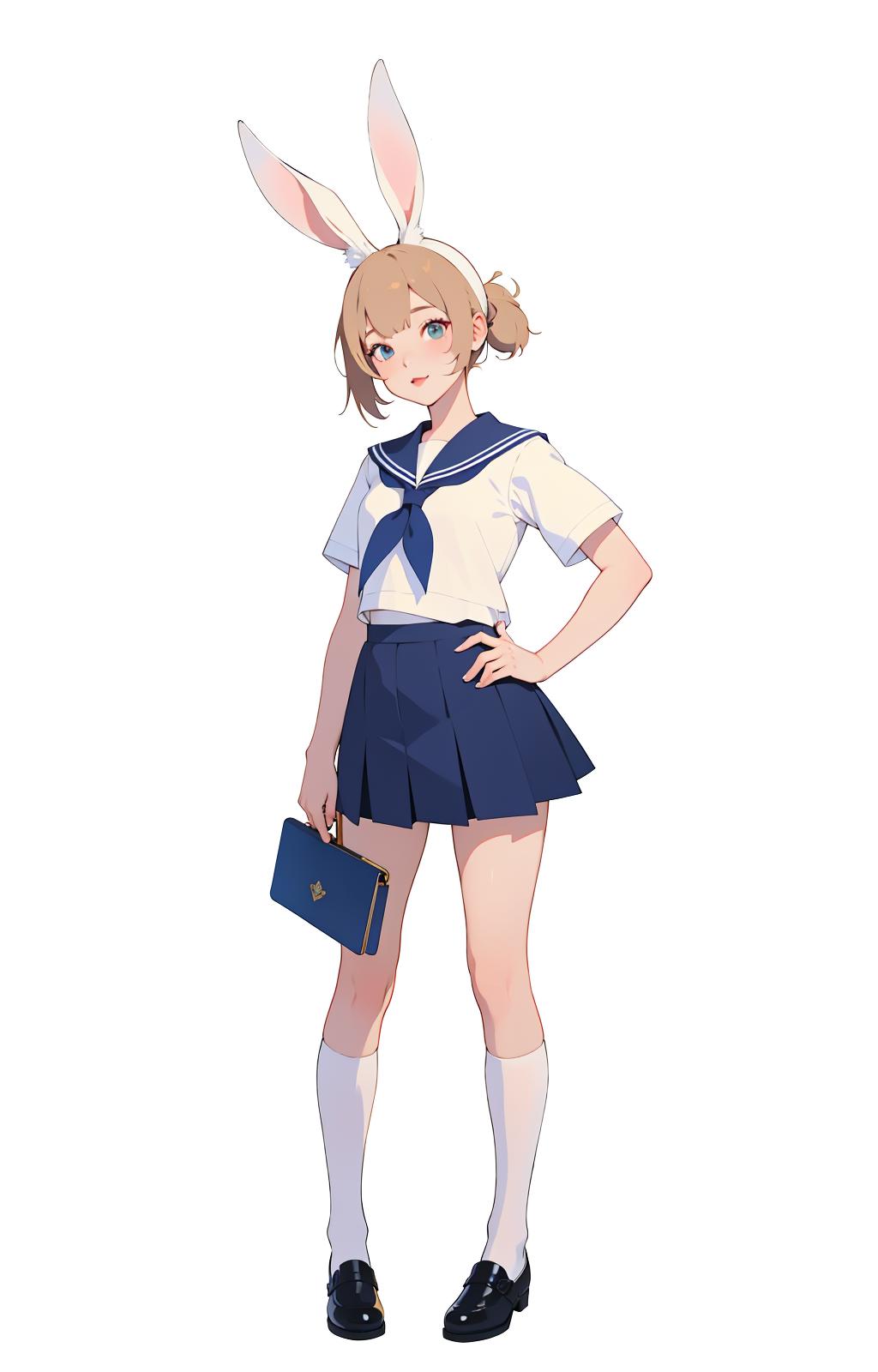 Anime character of a girl in a school uniform with a briefcase - SeaArt AI