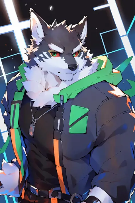 アニメ - 毛皮の顔と緑色の襟をした男のスタイルの画像 - SeaArt AI