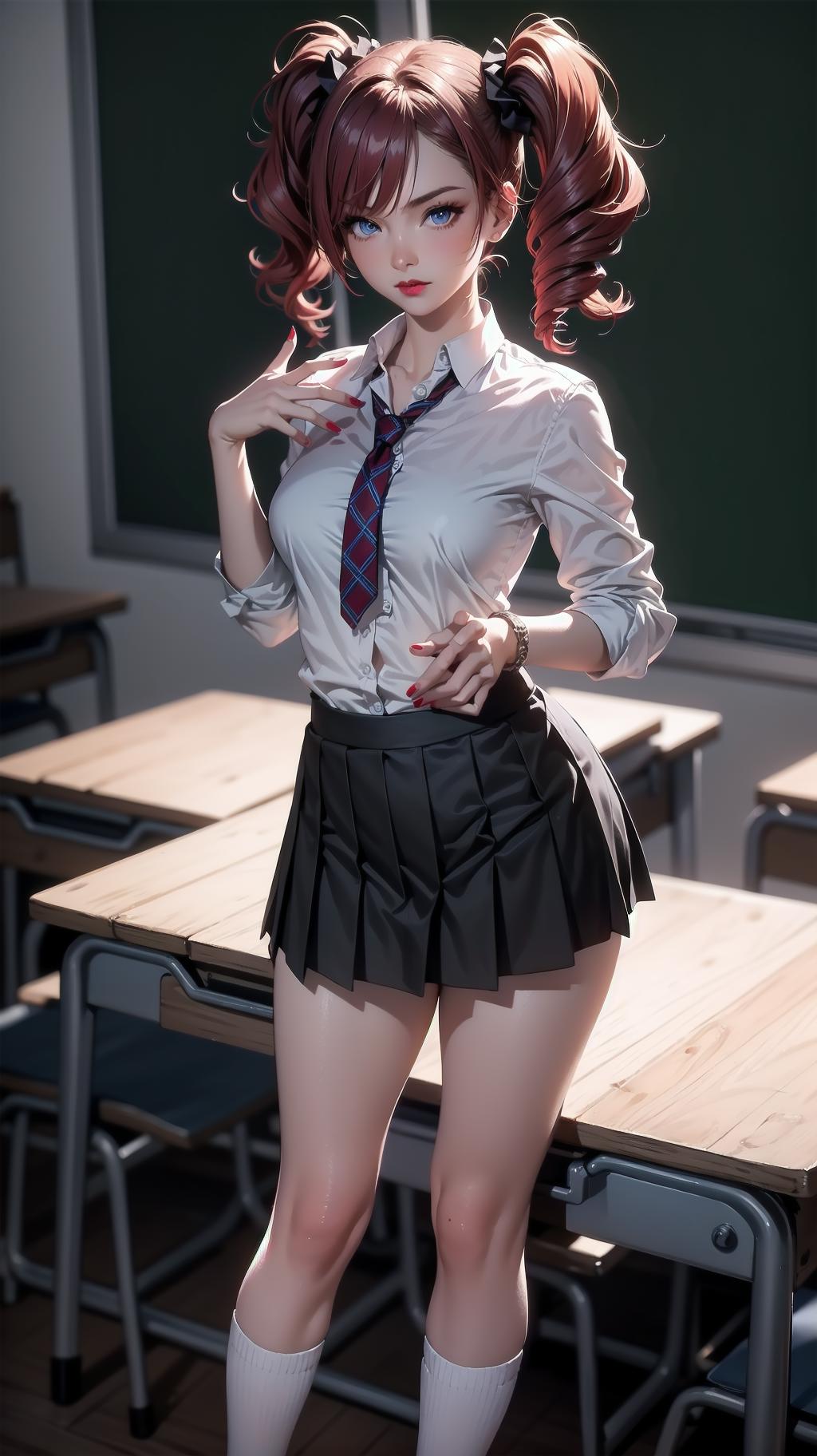 Arafed woman in a school uniform posing in a classroom - SeaArt AI