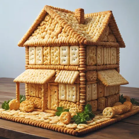A close up of a house made out of crackers and crackers - SeaArt AI
