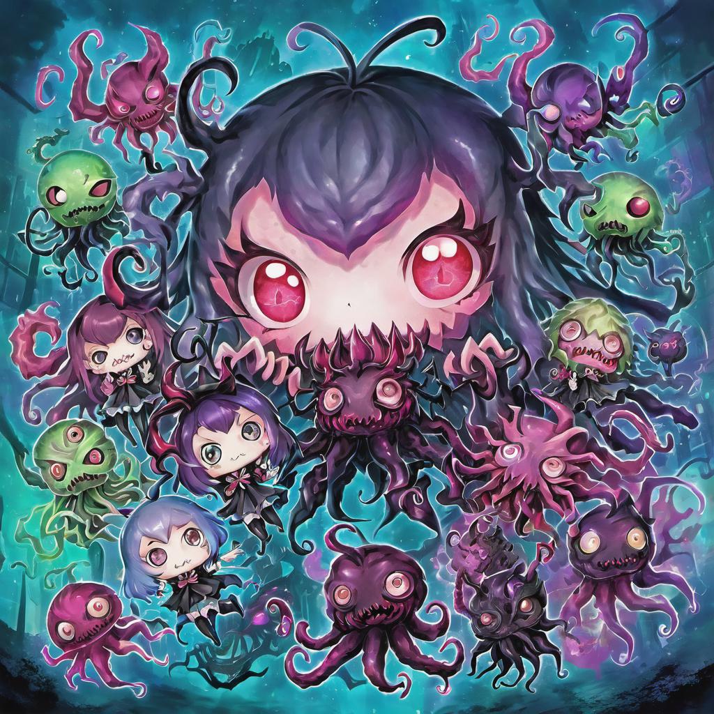 Anime Girl With Tentacles And A Giant Monster Seaart Ai