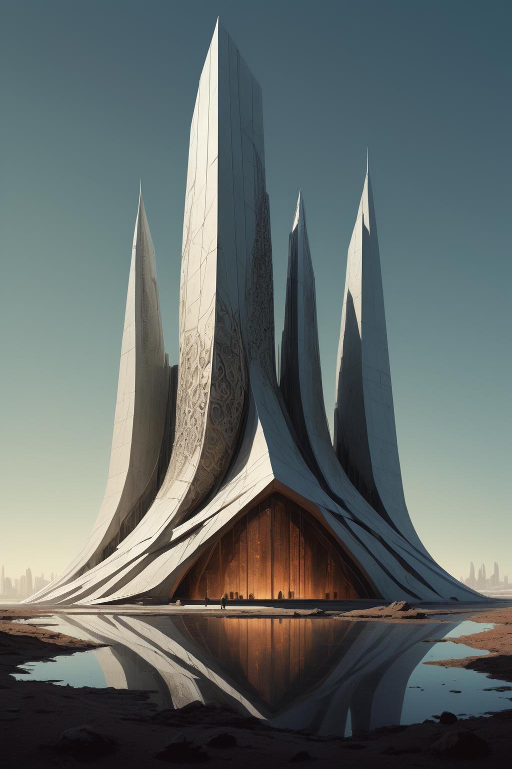 A large building with a very tall spire on top of it - SeaArt AI