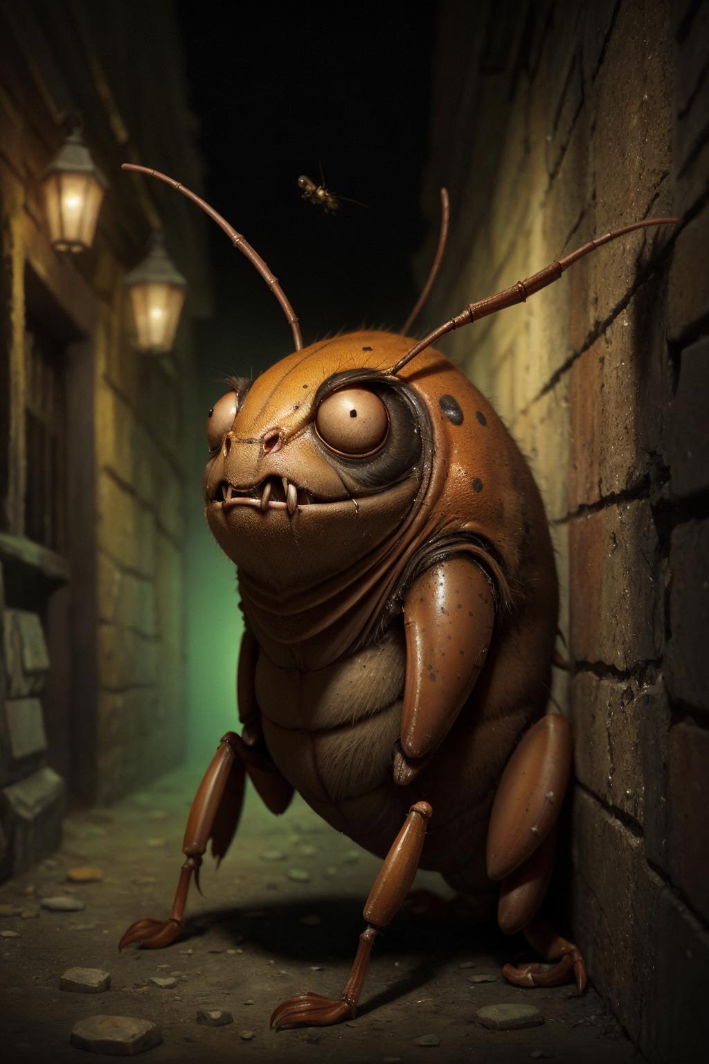 A close up of a bug with a creepy face on it - SeaArt AI