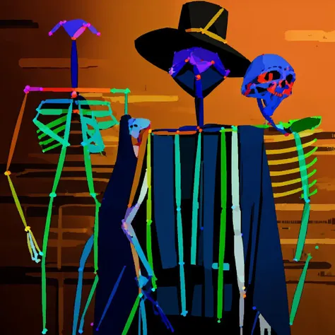There are many skeletons that are standing together in the dark - SeaArt AI