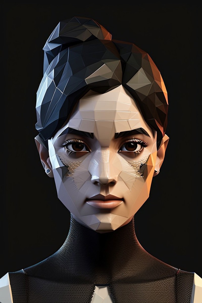 (low-poly style, low-poly game art, polygon mesh, jagged, blocky ...