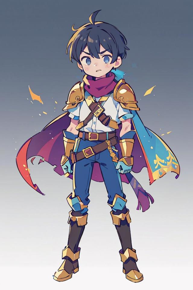 A cartoon drawing of a man in armor with a sword - SeaArt AI