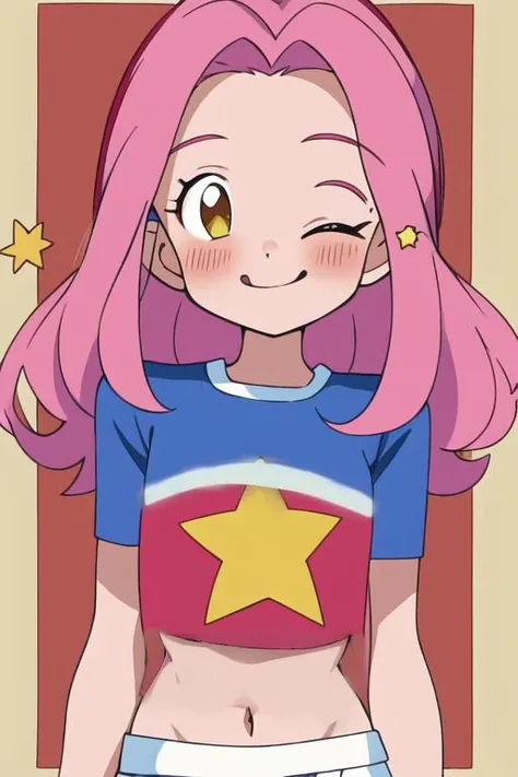 A cartoon girl with pink hair and a star on her chest - SeaArt AI