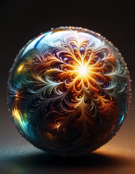 A close up of a glass ball with a flower design on it - SeaArt AI