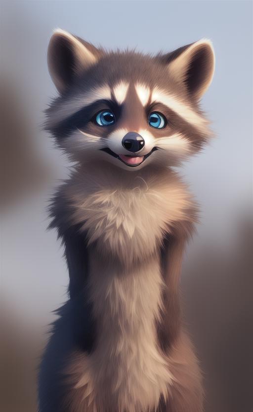 A close up of a raccoon with blue eyes and a furry look - SeaArt AI