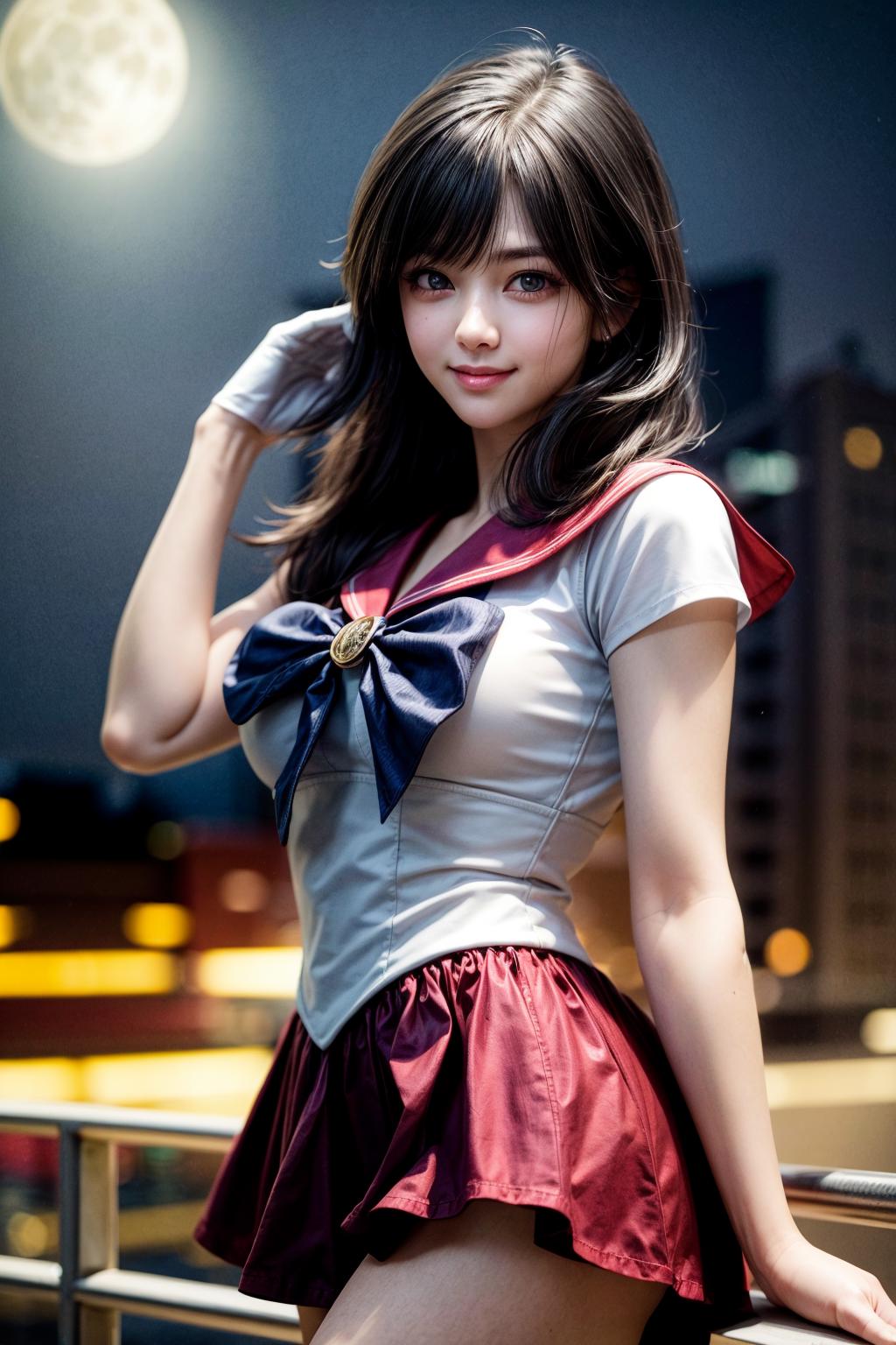 A close up of a woman in a short skirt posing for a picture - SeaArt AI