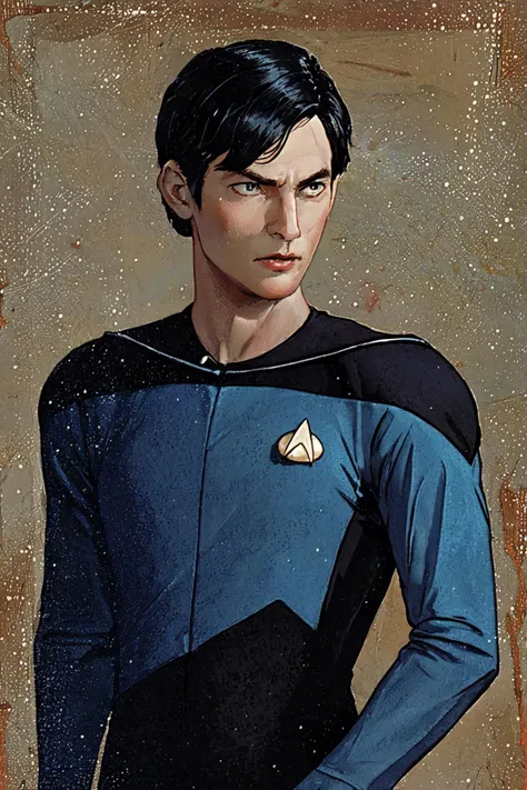 Arafed portrait of a man in a blue uniform with a black shirt - SeaArt AI