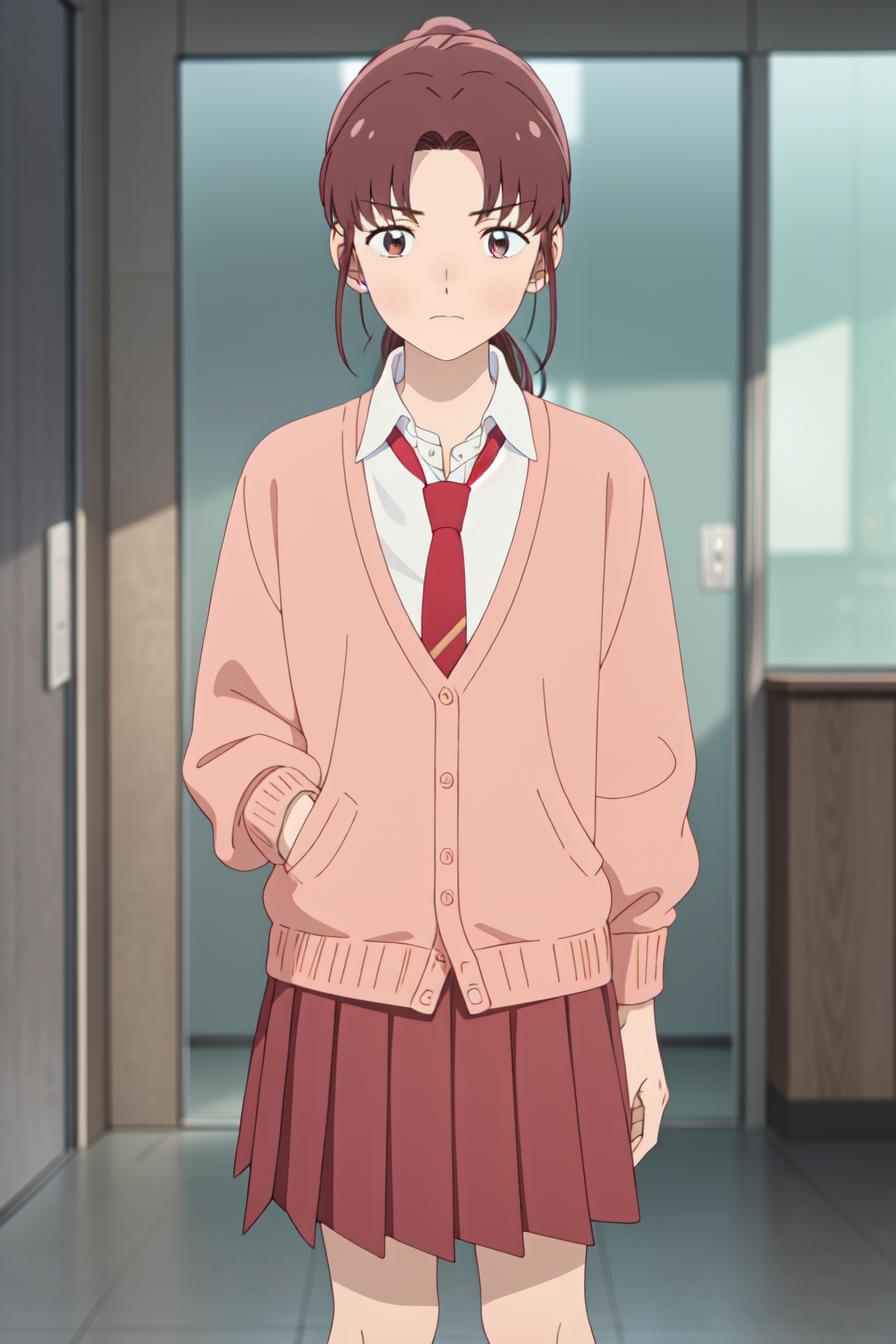 A close up of a person in a school uniform standing in a room - SeaArt AI