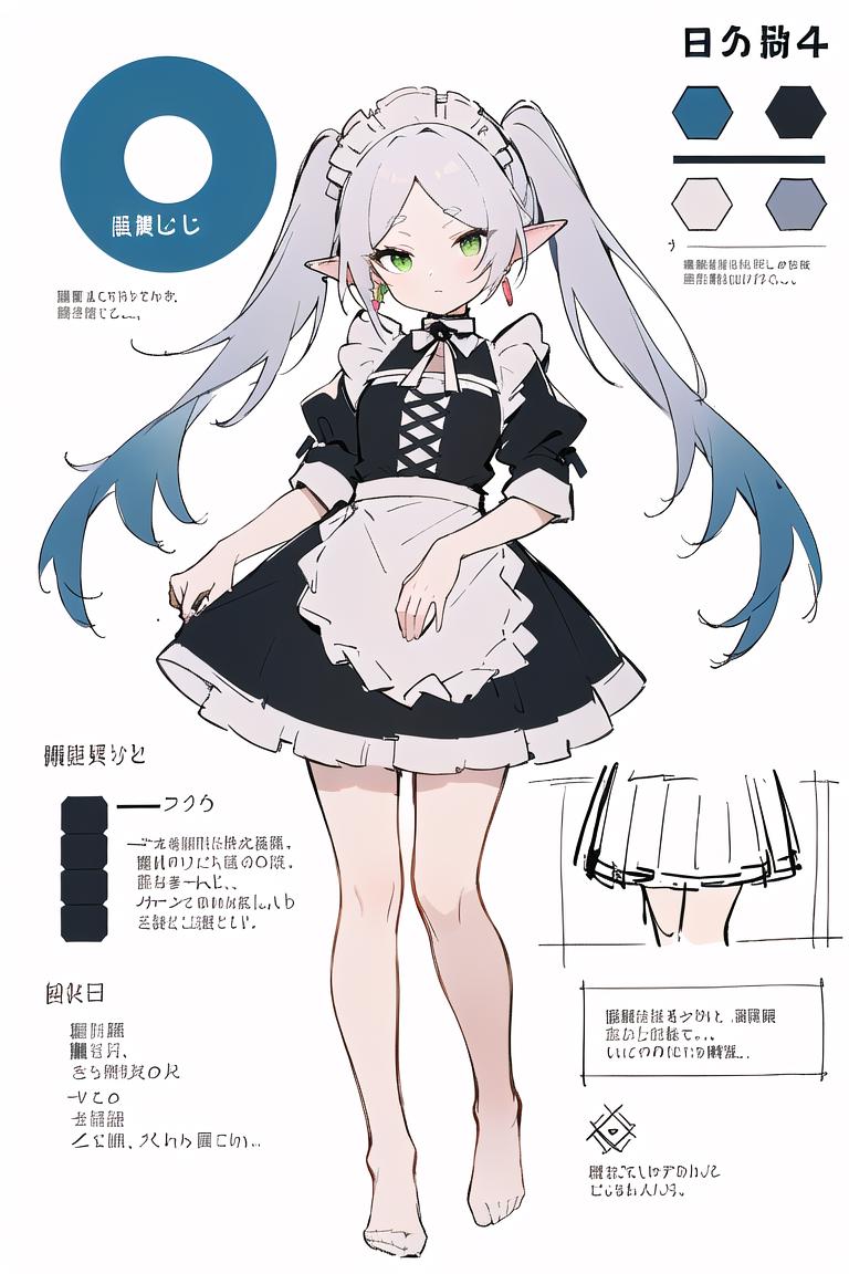 A close up of a drawing of a woman in a maid outfit - SeaArt AI