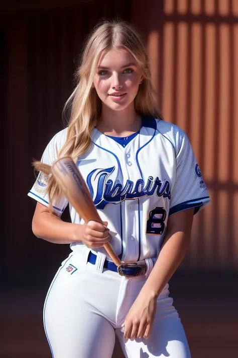 野球のユニフォームを着てバットを持つアラビアの女性 - SeaArt AI