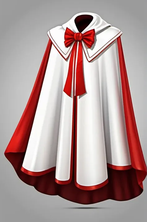 A white cape with red ribbon and bow on it - SeaArt AI