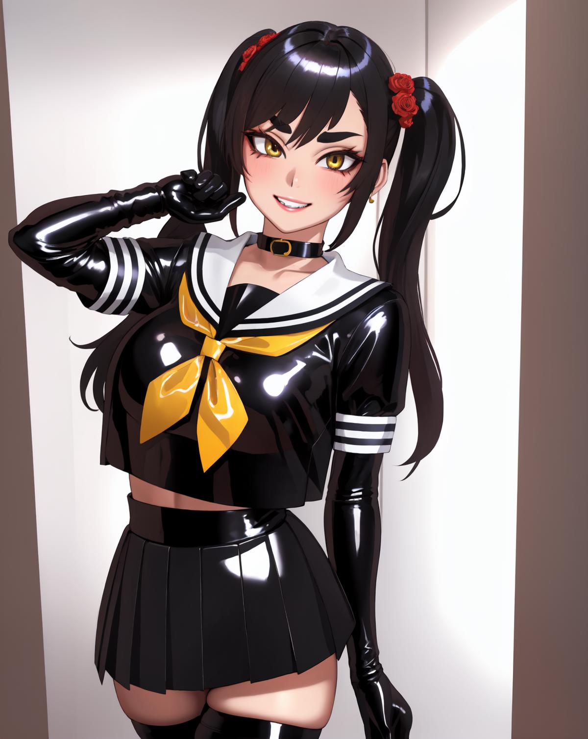 A close up of a woman in a uniform posing for a picture - SeaArt AI