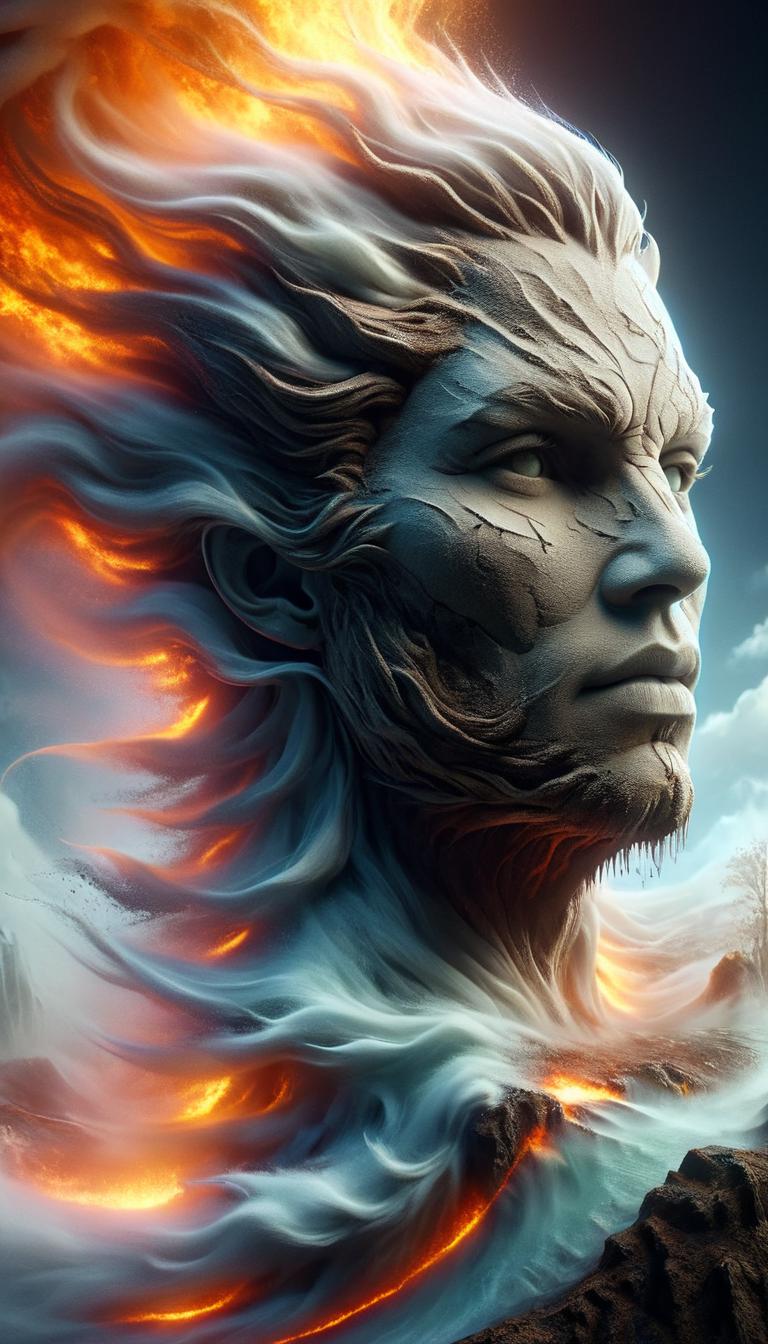A close up of a person with a fire on their face - SeaArt AI