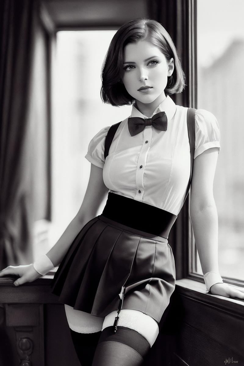 Arafed woman in a short skirt and bow tie posing for a picture - SeaArt AI